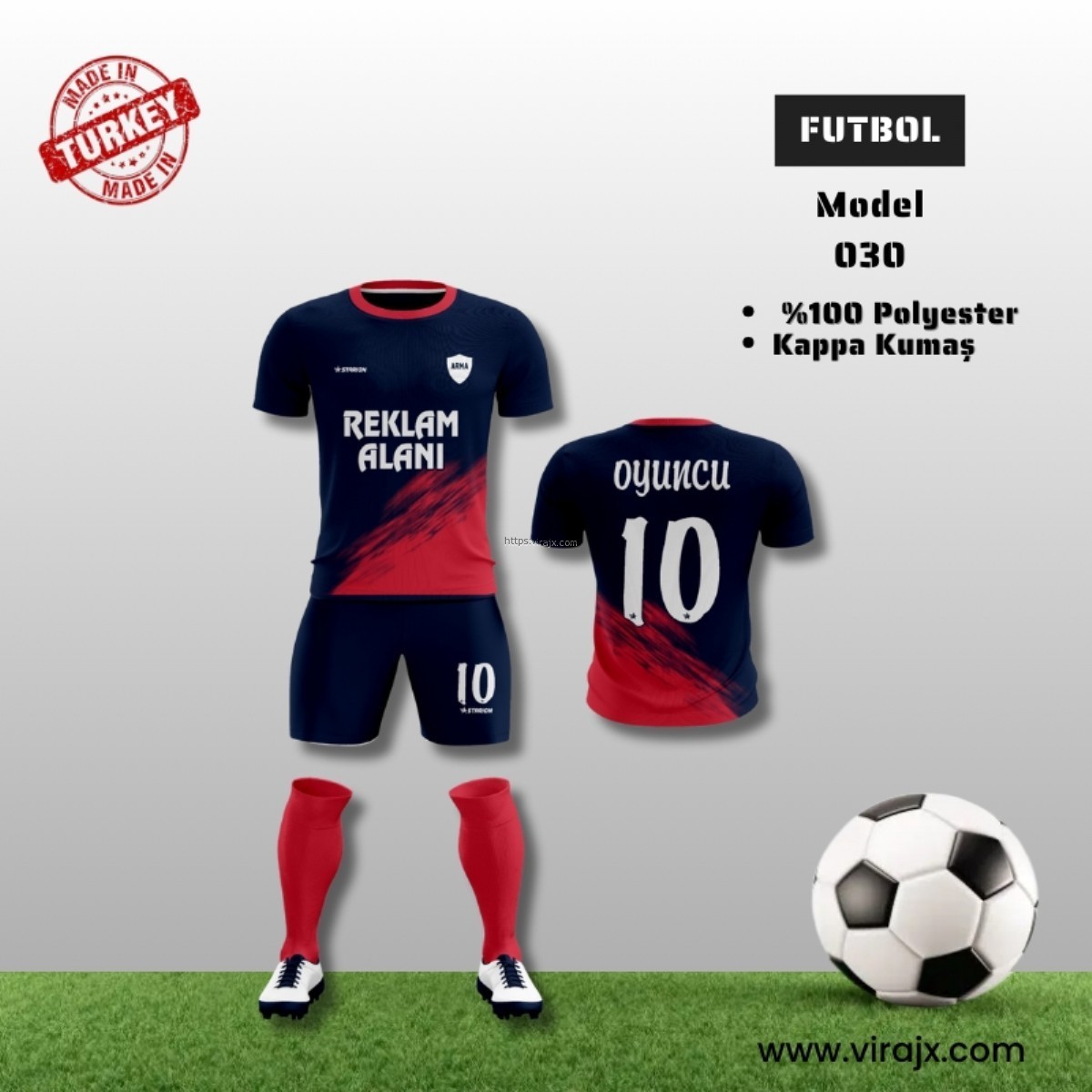 Özel Tasarım Futbol Forması - Futbol Forması ve Şort - Futbol - virajx